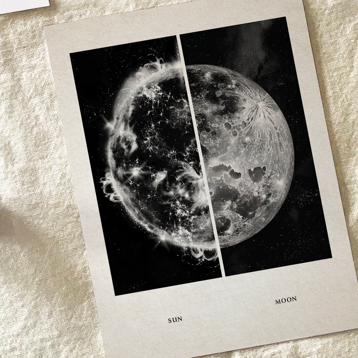 Sun and Moon Poster, Vintage Style Astronomy Science Art Print Full ...