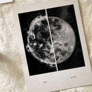 Sun and Moon Poster, Vintage Style Astronomy Science Art Print Full ...
