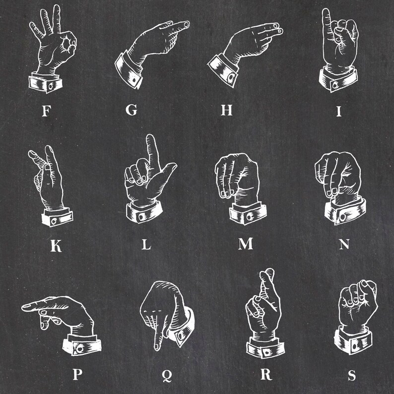 Sign Language Alphabet Black Chalkboard Print Art 8 X 10 In - Etsy