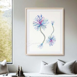 Neuron Poster, Science Art, Nervous System Print, Neurology Watercolor ...