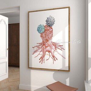 Immune Cells Defeating Cancer Cell, Science Art Print, Biology Poster ...