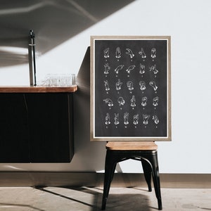 Sign Language Alphabet Black Chalkboard Print Art - Etsy