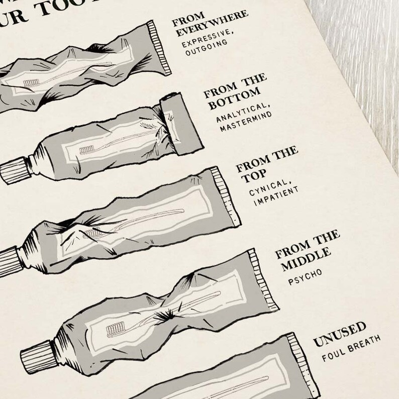 Toothpaste Bathroom Art Print Restroom Decor Poster - Etsy