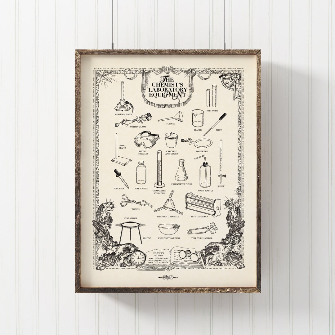 Vintage Style Chemistry Lab Equipment Poster, Print, Wall Decor, Aurum ...