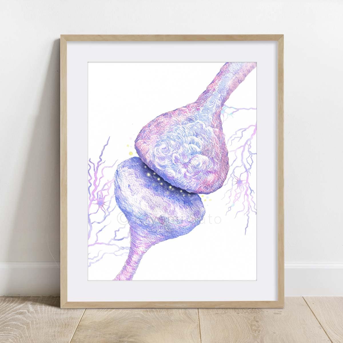 Synapse Science Art Print, Synaptic Cleft Biology Poster, Watercolor ...