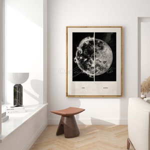 Sun and Moon Poster, Vintage Style Astronomy Science Art Print Full ...