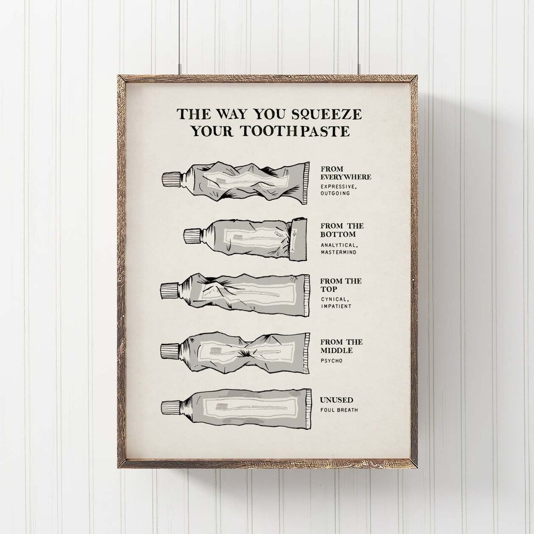 Toothpaste Bathroom Art Print Restroom Decor Poster - Etsy