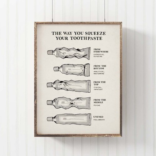 Toothpaste Bathroom Art Print Restroom Decor Poster - Etsy