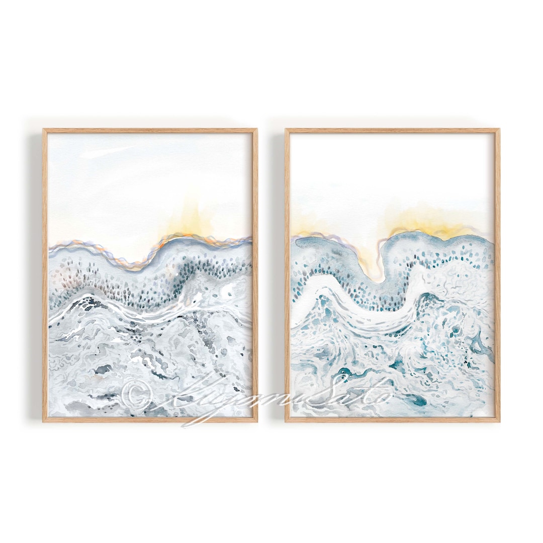 Dermatology Art Set of 2, Watercolor Epidermis Art Poster, Histology ...