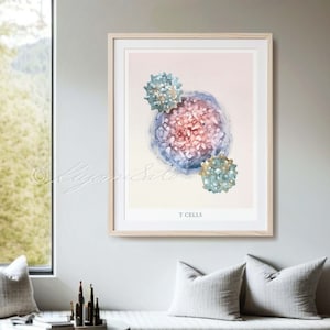 T Cells, Adaptive Immunity Art Print, White Blood Cell T Lymphocyte CD4 ...