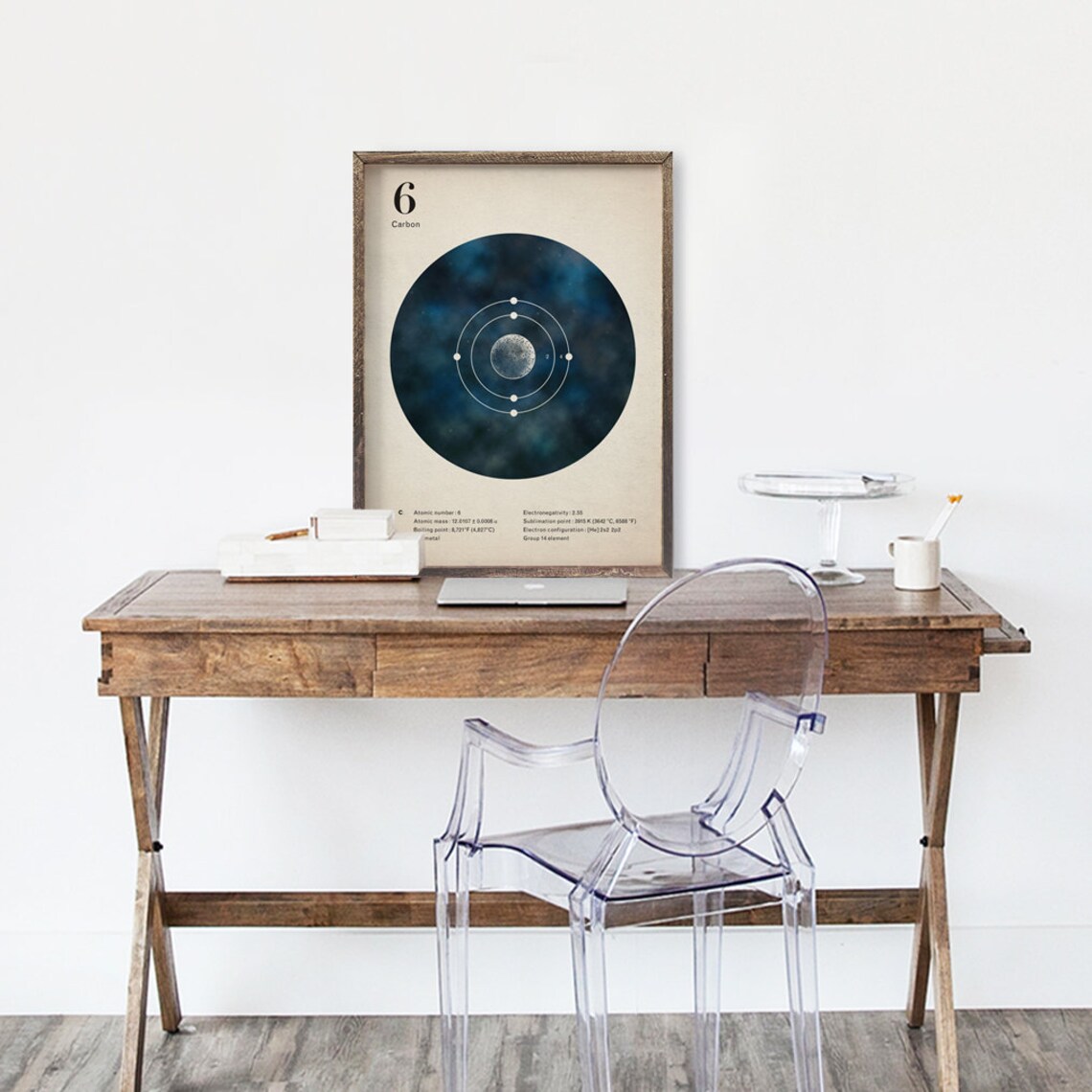 Carbon Electron Shells Poster, Science Art, Print, Chemistry Wall Decor ...