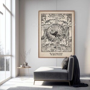 CERN Medieval Style Poster, Print, Cross Hatching Wall Decor, Physics ...