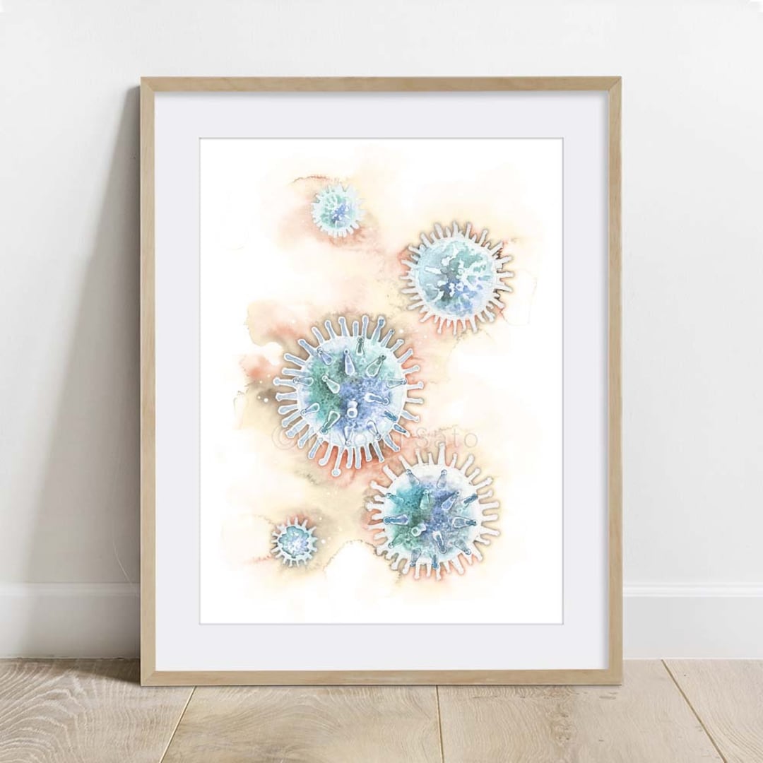 Virus Art Print, RNA Virus Science Wall Decor, Molecular Biology Poster ...