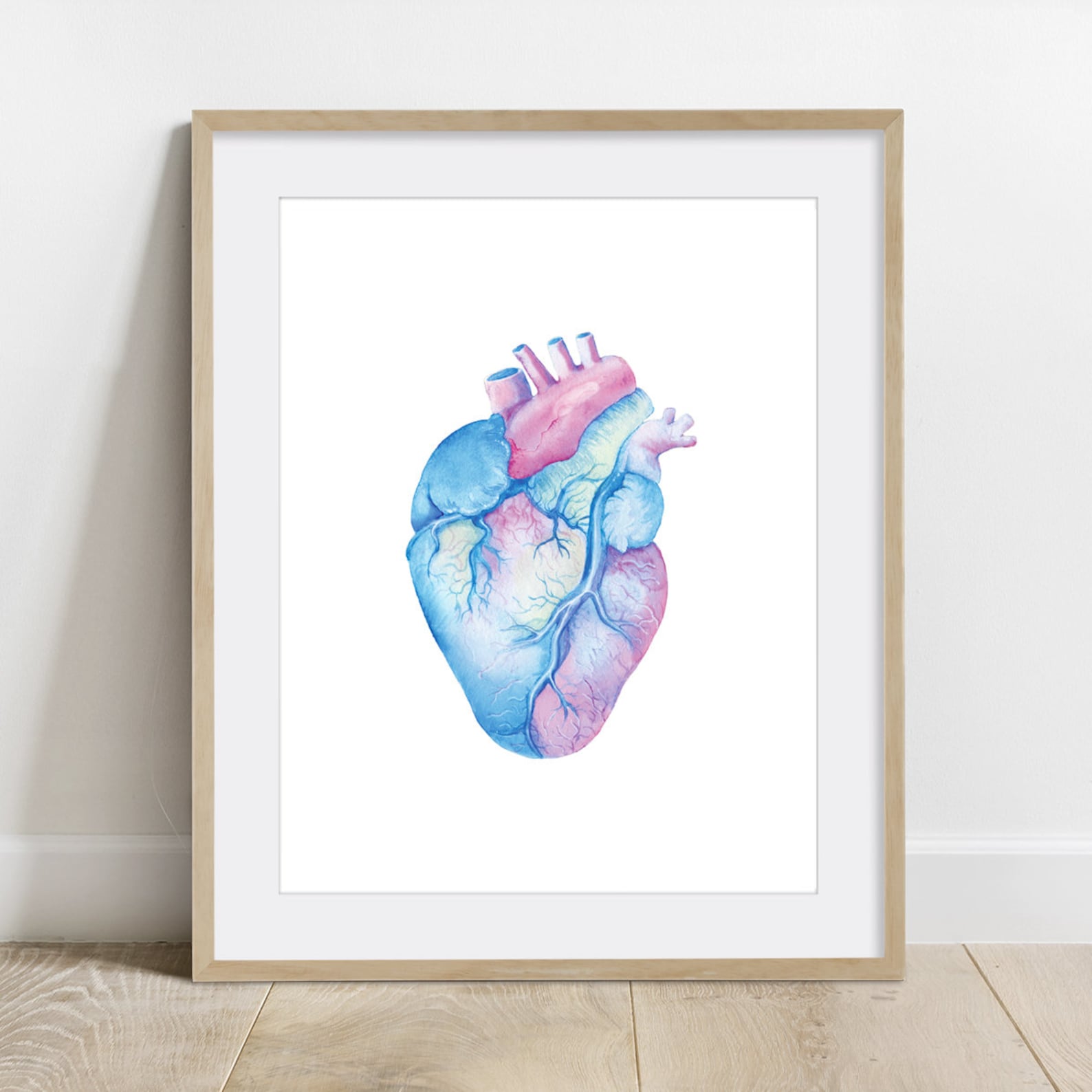 Anatomical Heart Poster in Blue Science Art Cardiovascular - Etsy