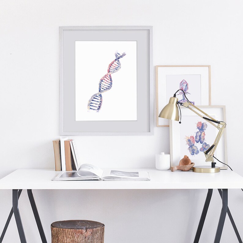 DNA Helix Science Art Biology Poster, Molecular Biology Print ...