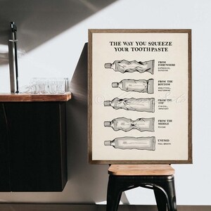 Toothpaste Bathroom Art Print Restroom Decor Poster - Etsy