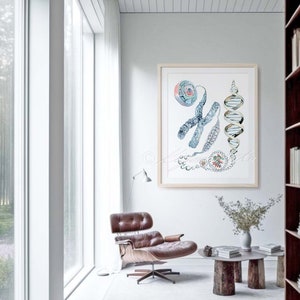 Cell to DNA Art Print, Chromosomes Art Poster, DNA, Genetics Art Decor ...