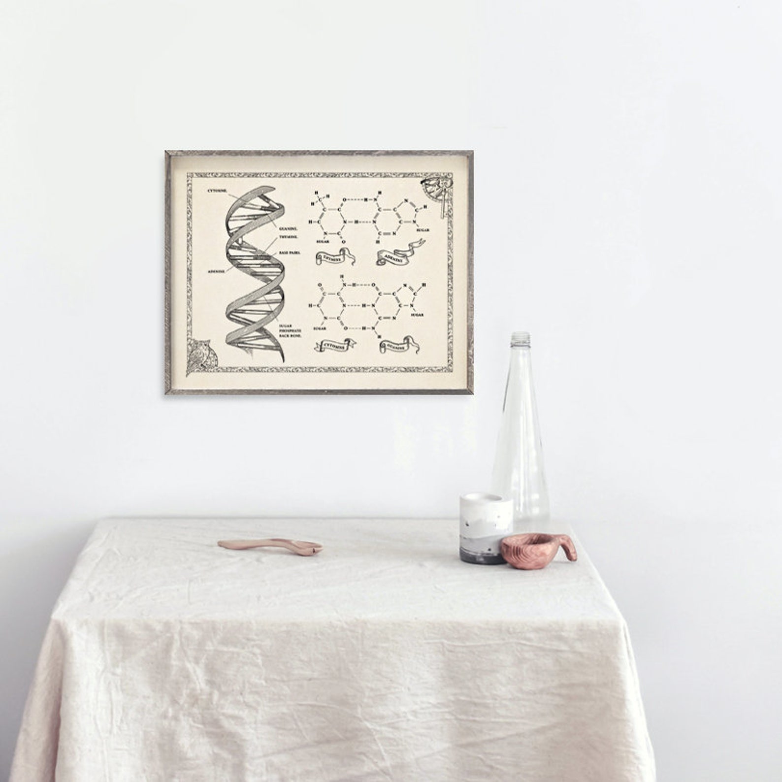 Medieval Style DNA With Chemical Structure Poster Science Art - Etsy