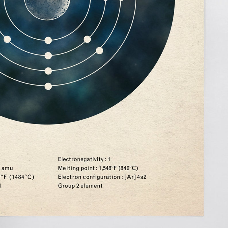 Calcium Electron Shells Poster Science Art Print Chemistry - Etsy