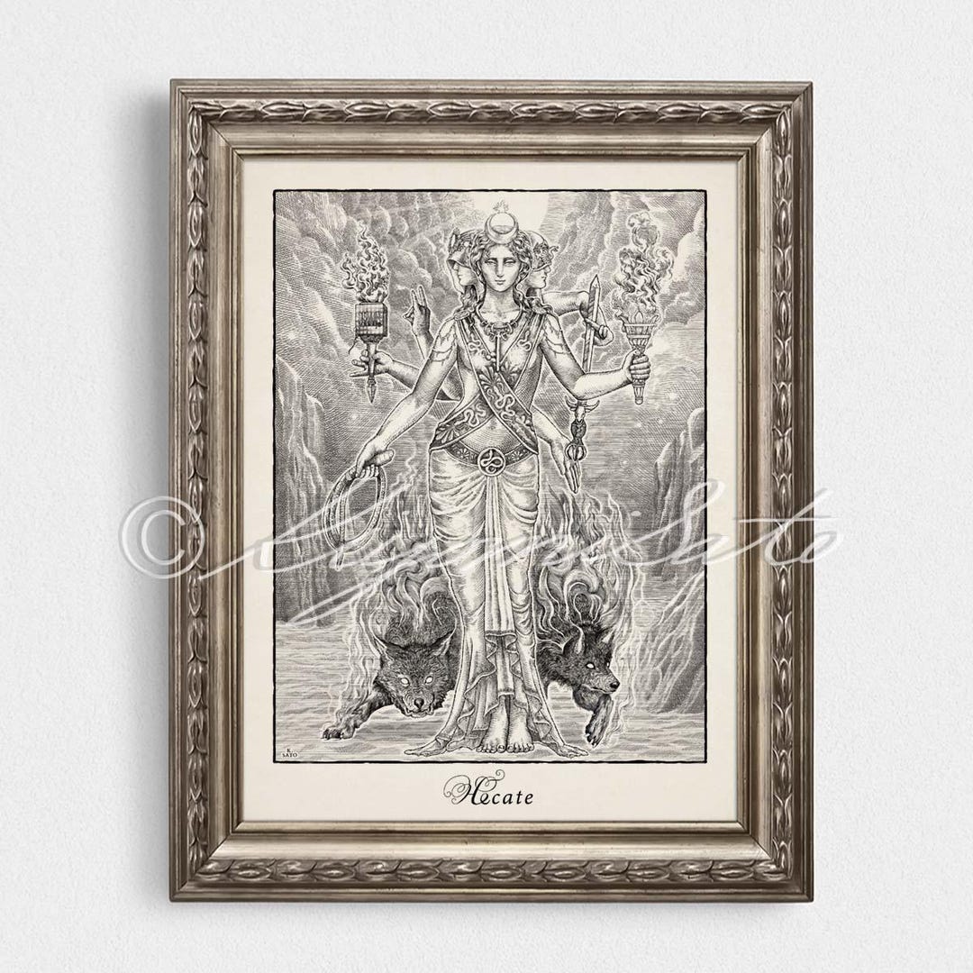 Hecate Greek Myth Art, Orphic Art Poster, Greek Mythology Cross ...