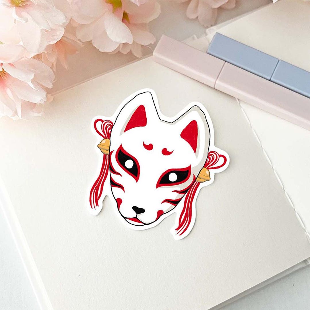Kitsune Fox Sticker, Japanese Folklore Animal Sticker - Etsy