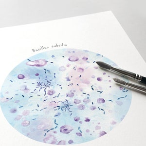 Bacillus Subtilis, Science Art Print, Bacteria Poster, Microbiology ...