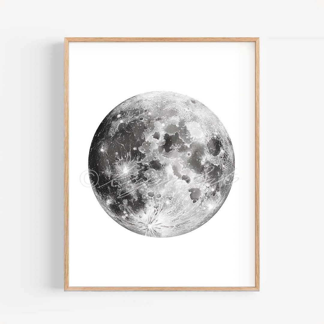Detailed Moon Art Print, Wall Decor Poster, Celestial Art - Etsy