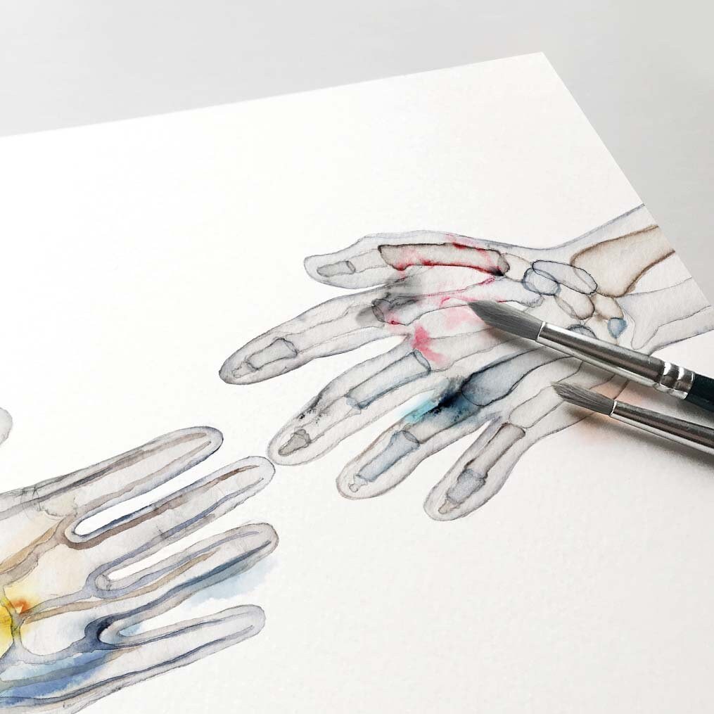Hand Bones and Palmar Arteries Abstract Art, Occupational Therapy Art ...