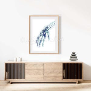 Hand Bones Blue Abstract Art, Carpal Bones Watercolor Art, Occupational ...