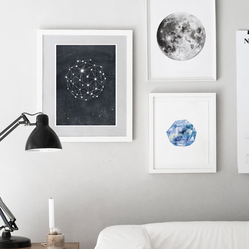Starry Map Art, Galaxy Illustration Wall Decor - Etsy