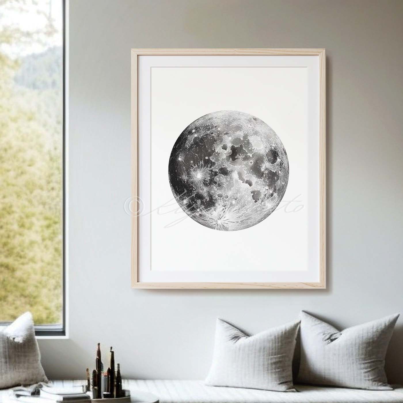 Detailed Moon Art Print, Wall Decor Poster, Celestial Art - Etsy