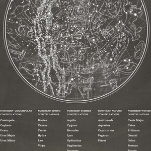 Constellation With Zodiac by Seasons, Astronomy Poster, Astrology Print ...