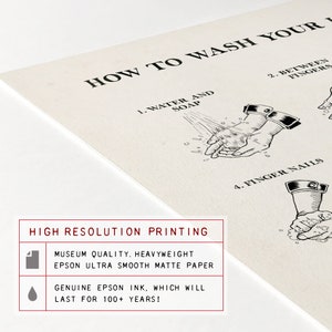 Hand Washing Instruction How to Wash Your Hands Vintage | Etsy