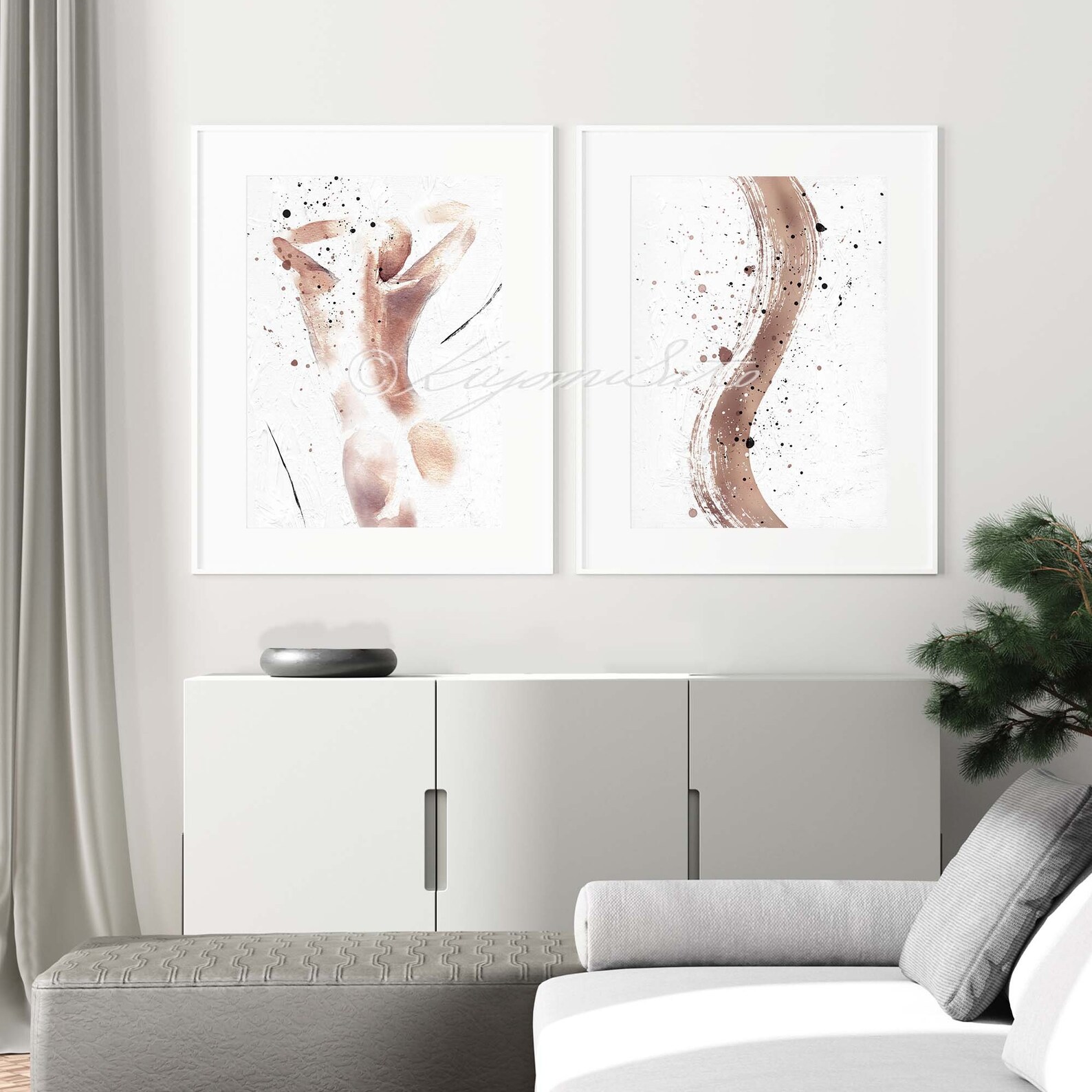 Abstract Human Body Forms Art Set of 2 Art Prints, Human Body Art ...