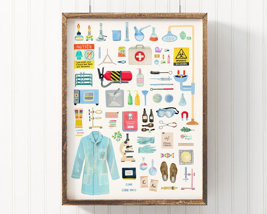 Things in the Science Lab Poster print Geek wall art decor | Etsy