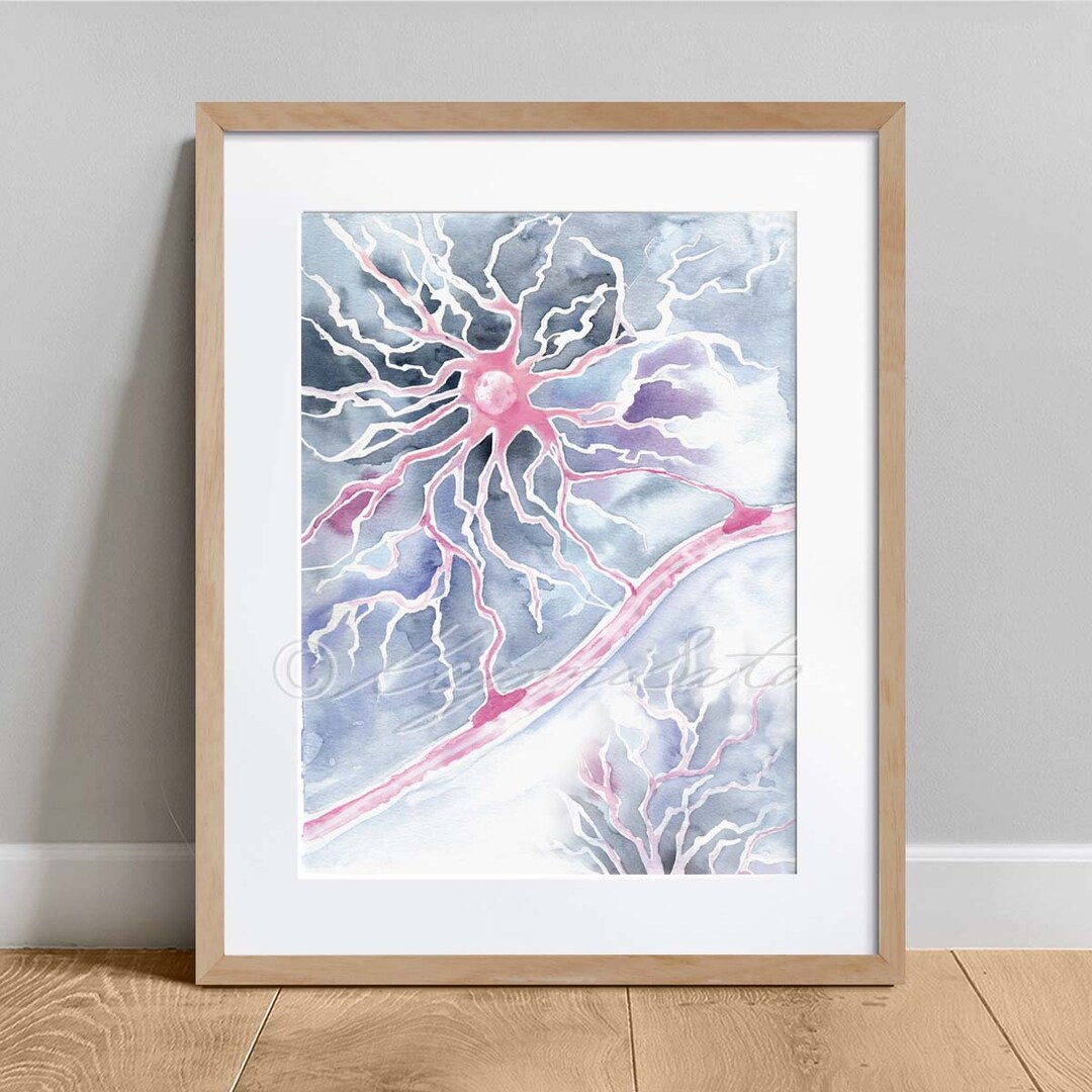 Astrocyte, Glial Cell Art Biology Poster, Science Art Print, Nervous ...