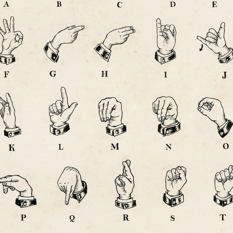 Sign Language Alphabet Art Poster - Etsy Nederland