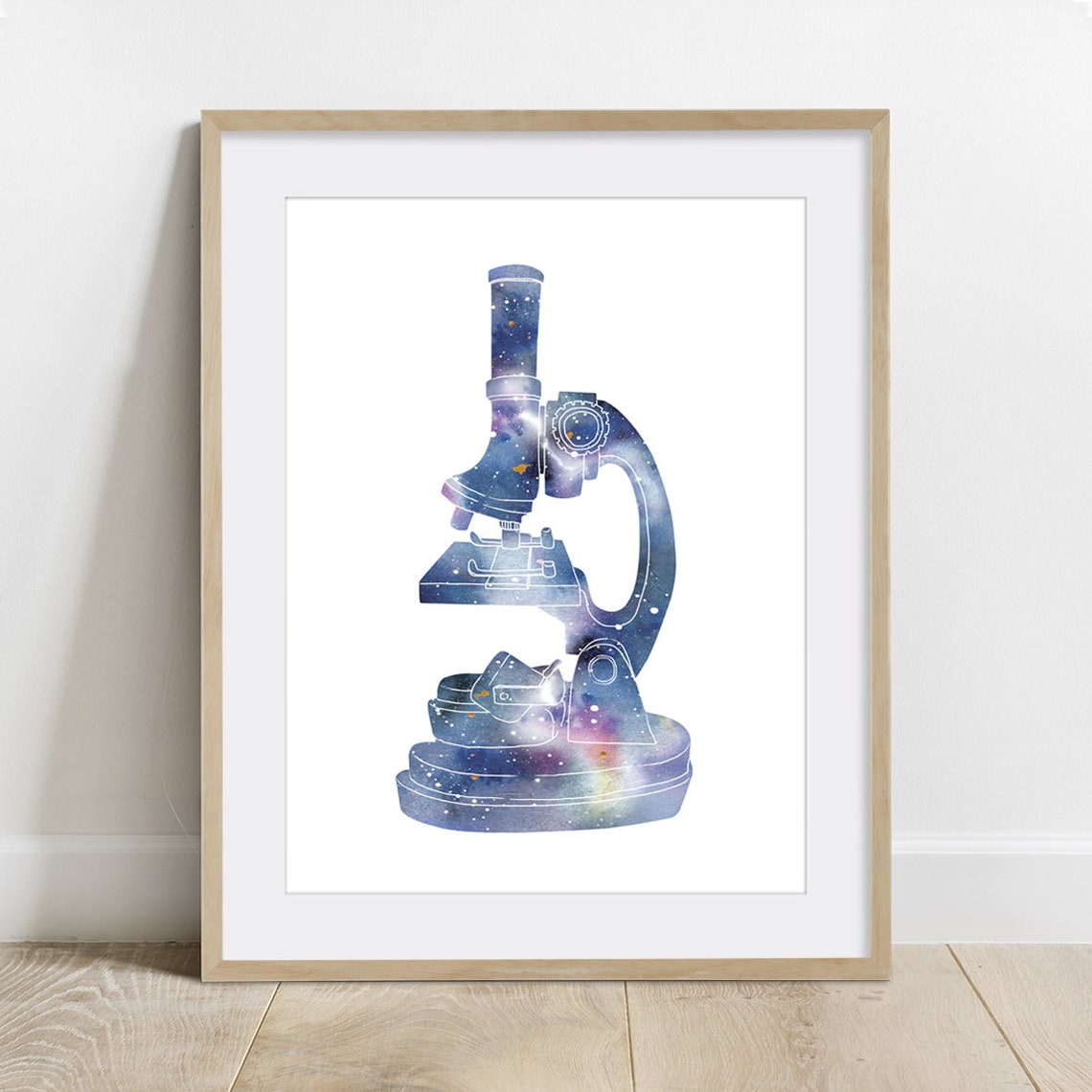 Microscope Galaxy Science Art Print Microbiology Wall Decor - Etsy
