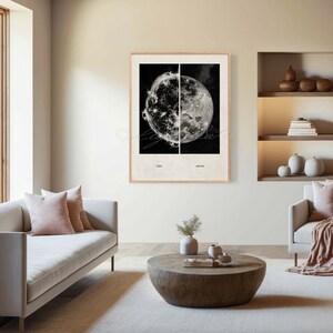 Sun and Moon Poster, Vintage Style Astronomy Science Art Print Full ...