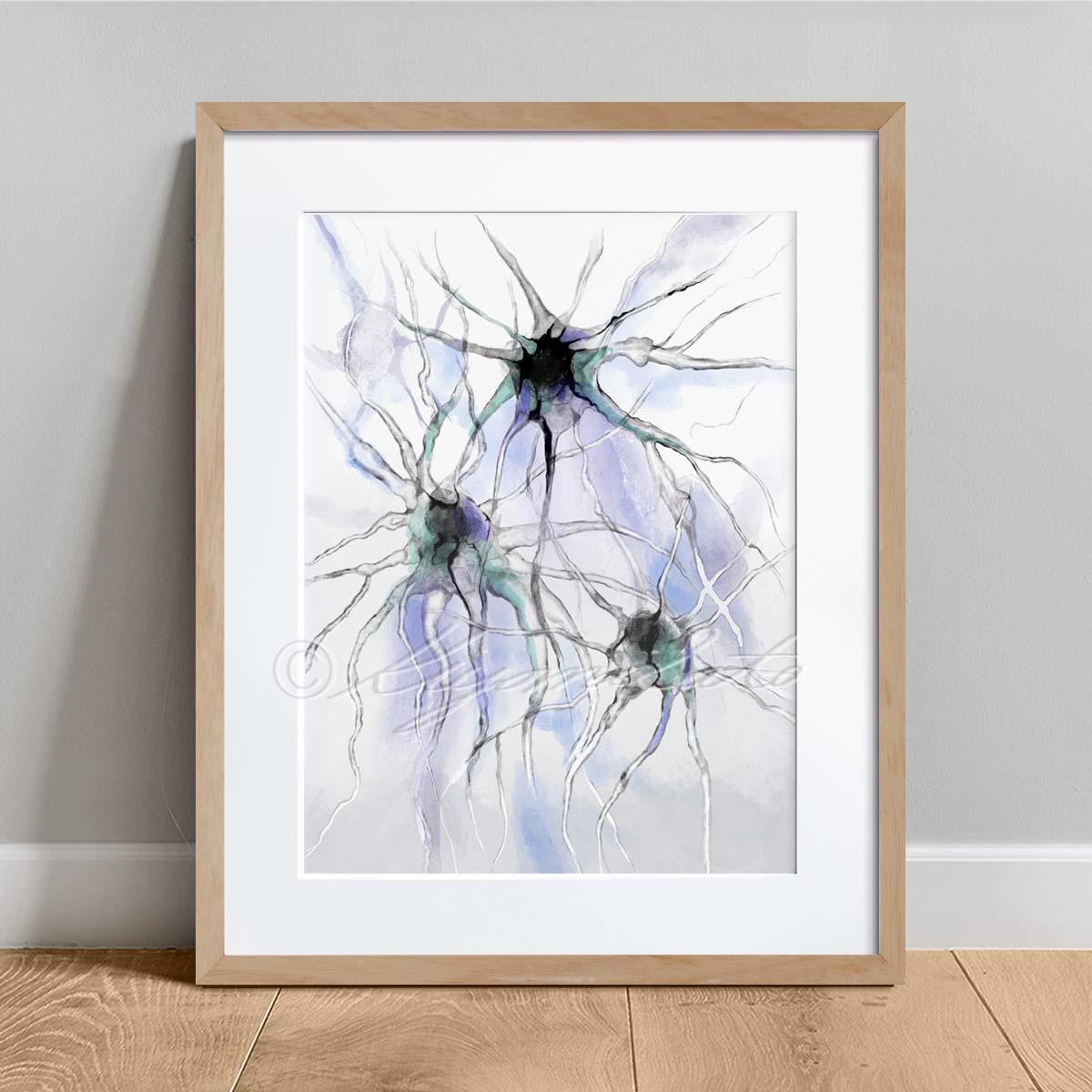 Neuron Blue Abstract Art Poster, Orthopedics Art, Science Art Poster ...