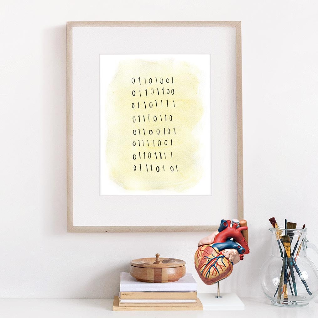 Binary Code "i Love You" Watercolor Art Print - Etsy
