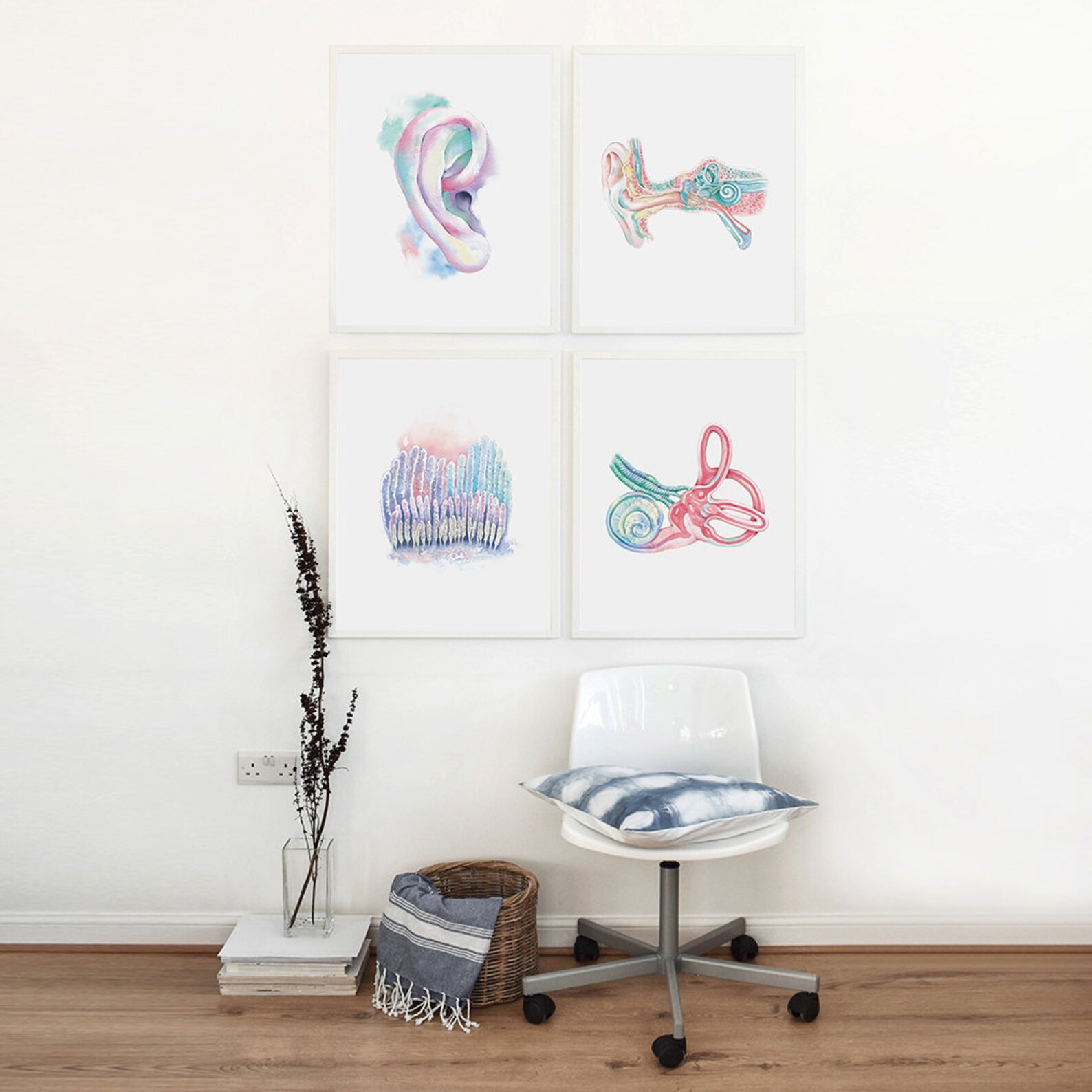 Ear Anatomy Watercolor Art Print Set, Otolaryngology Biology Poster - Etsy