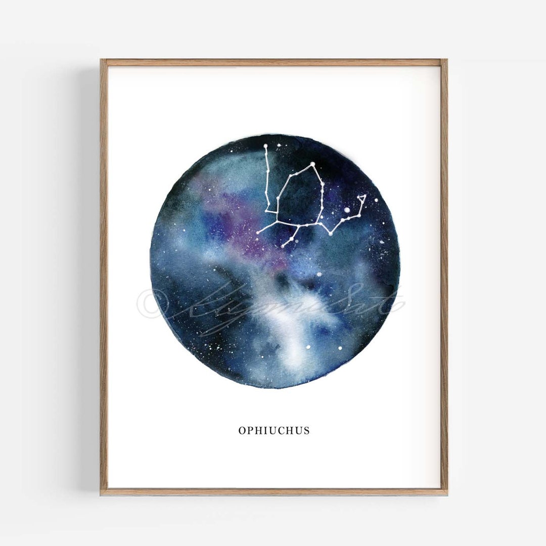 Ophiuchus Art, Serpent Constellation, Astrological Sign Art Print ...