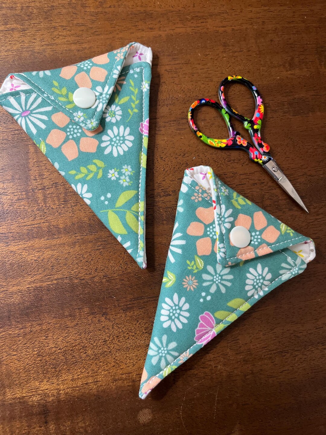 Small Scissor Keeper - Wild Rose Teal Scissor Pocket - Etsy