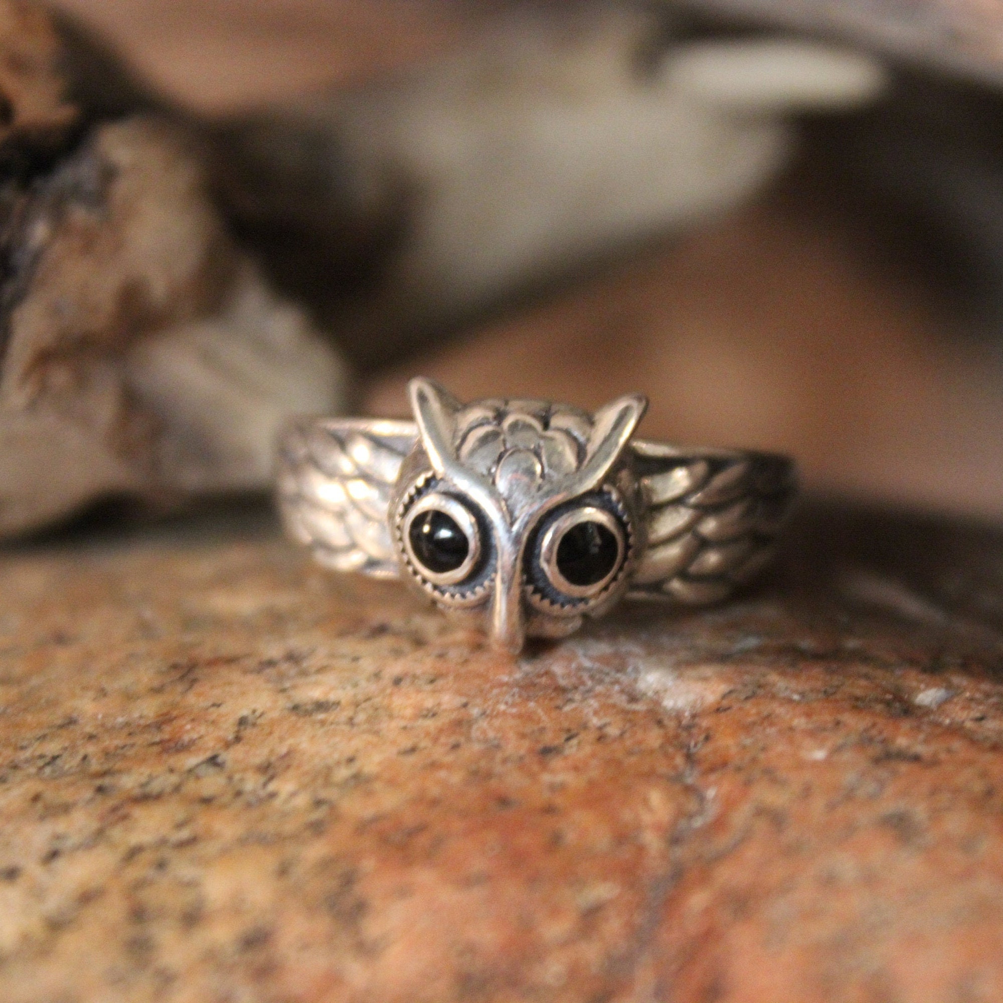 Vintage Sterling Silver Owl Ring Size 9 adjustable Vintage Owl Ring 4.8 ...