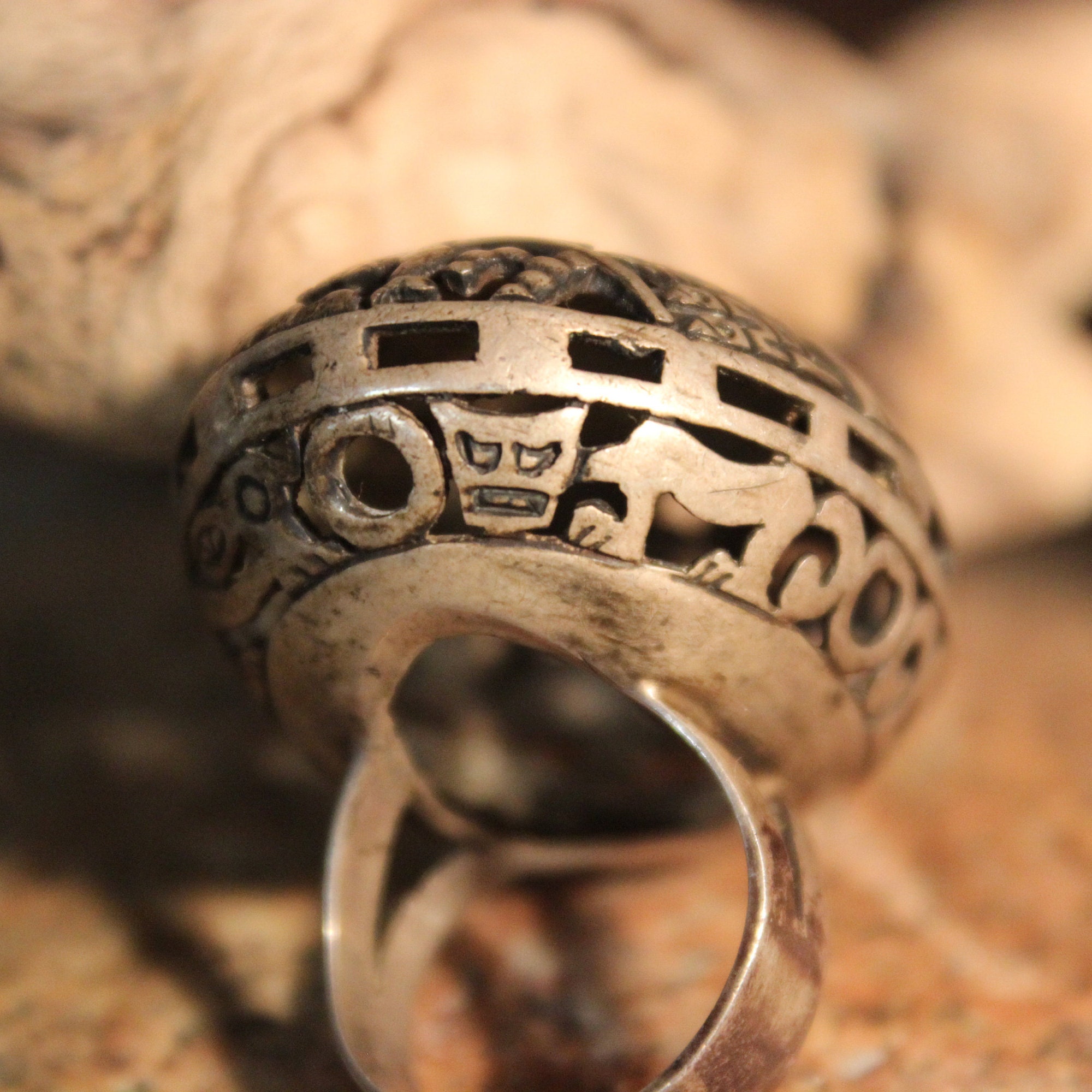 Rare Vintage Arte Orfebre 1950 Peruvian Ring Inca Sterling Silver Dome ...