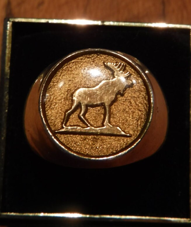Vintage Sterling Silver Mens Ring Signed DWD Copper Accent Moose Ring ...