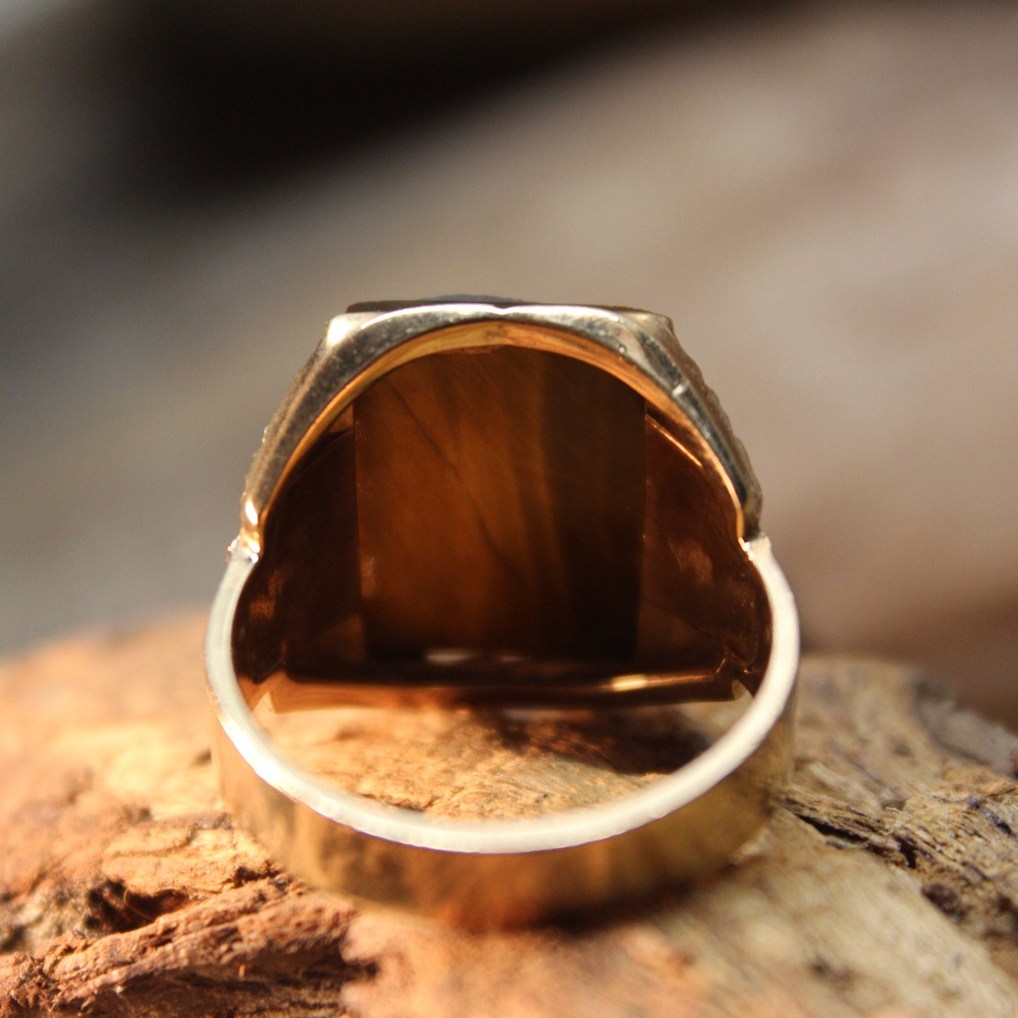 1920's Vintage Mens Tigers Eye 10K Solid Gold Roman Soldier Ring 7.6 ...