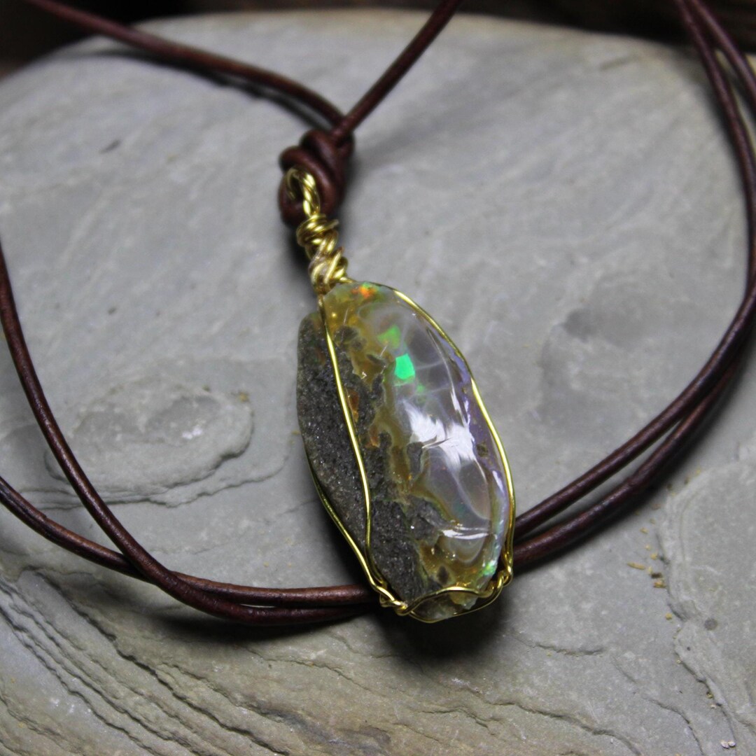 Large Natural Ethiopian Welo Fire Opal 31.ct Welo Ethiopia Black Fire ...