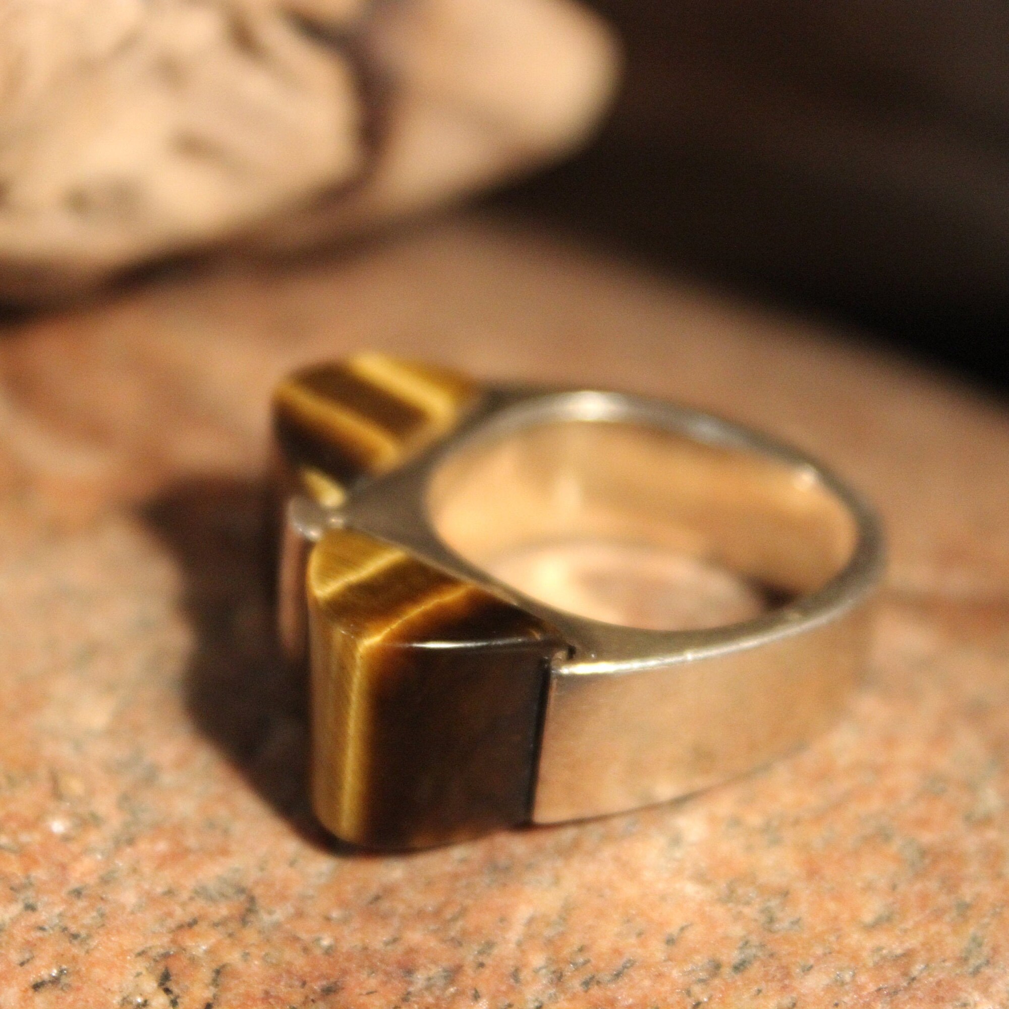 Vintage 1980's Sterling Tigers Eye Ring Size 6 Vintage sterling Ring 12 ...